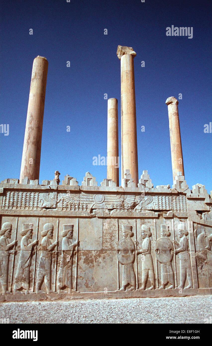 Relief of Medes and Persians, the Apadana, Persepolis, Iran Stock Photo ...