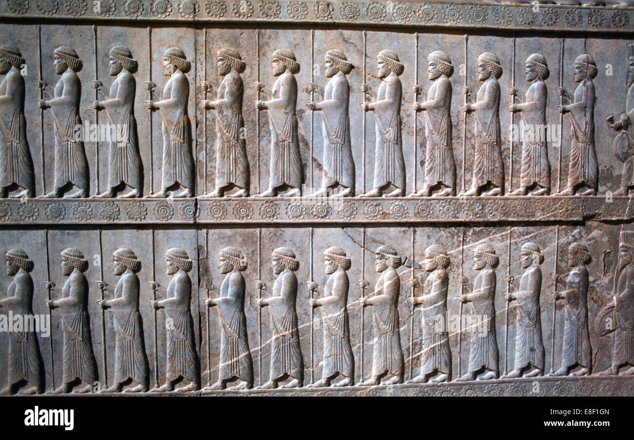 Relief of Immortals, the Apadana, Persepolis, Iran Stock Photo - Alamy