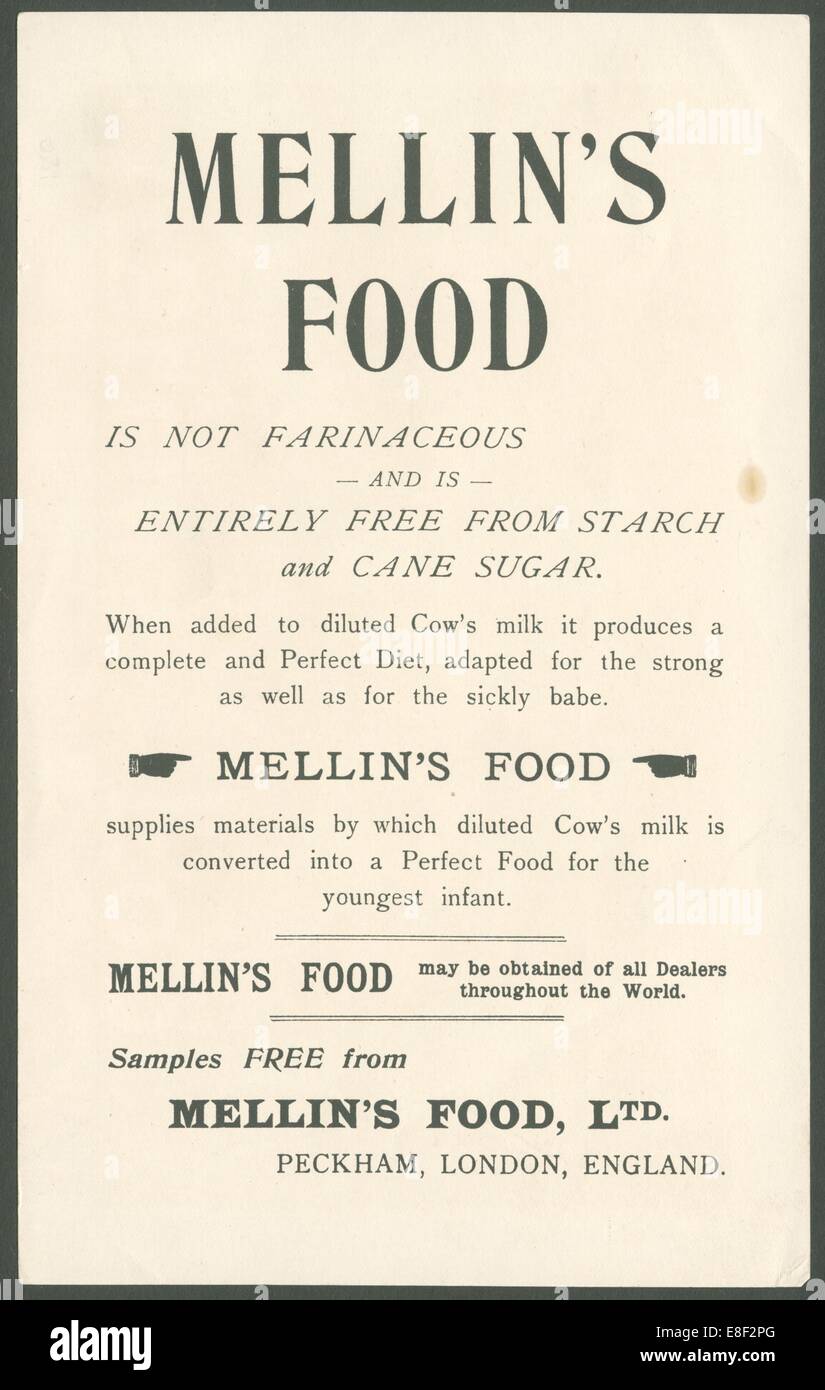 Mellin's Infant Food, 1900s. Artist: Unknown Stock Photo - Alamy