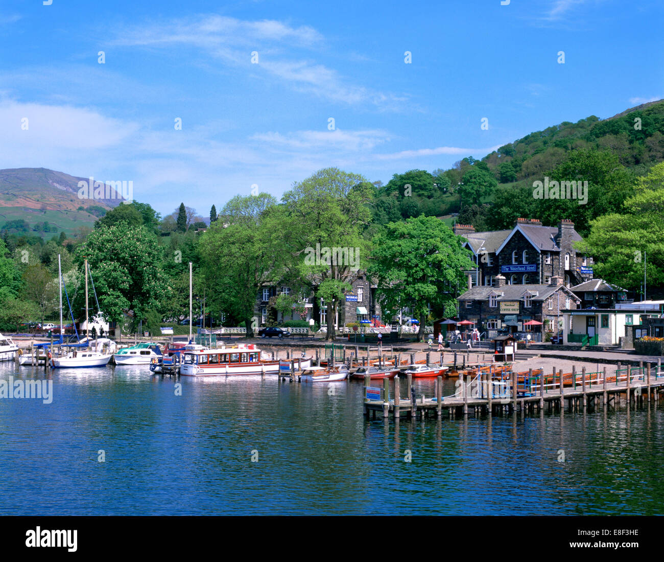 Departure point for lake steamer cruises, Waterhead, Lake Windermere ...