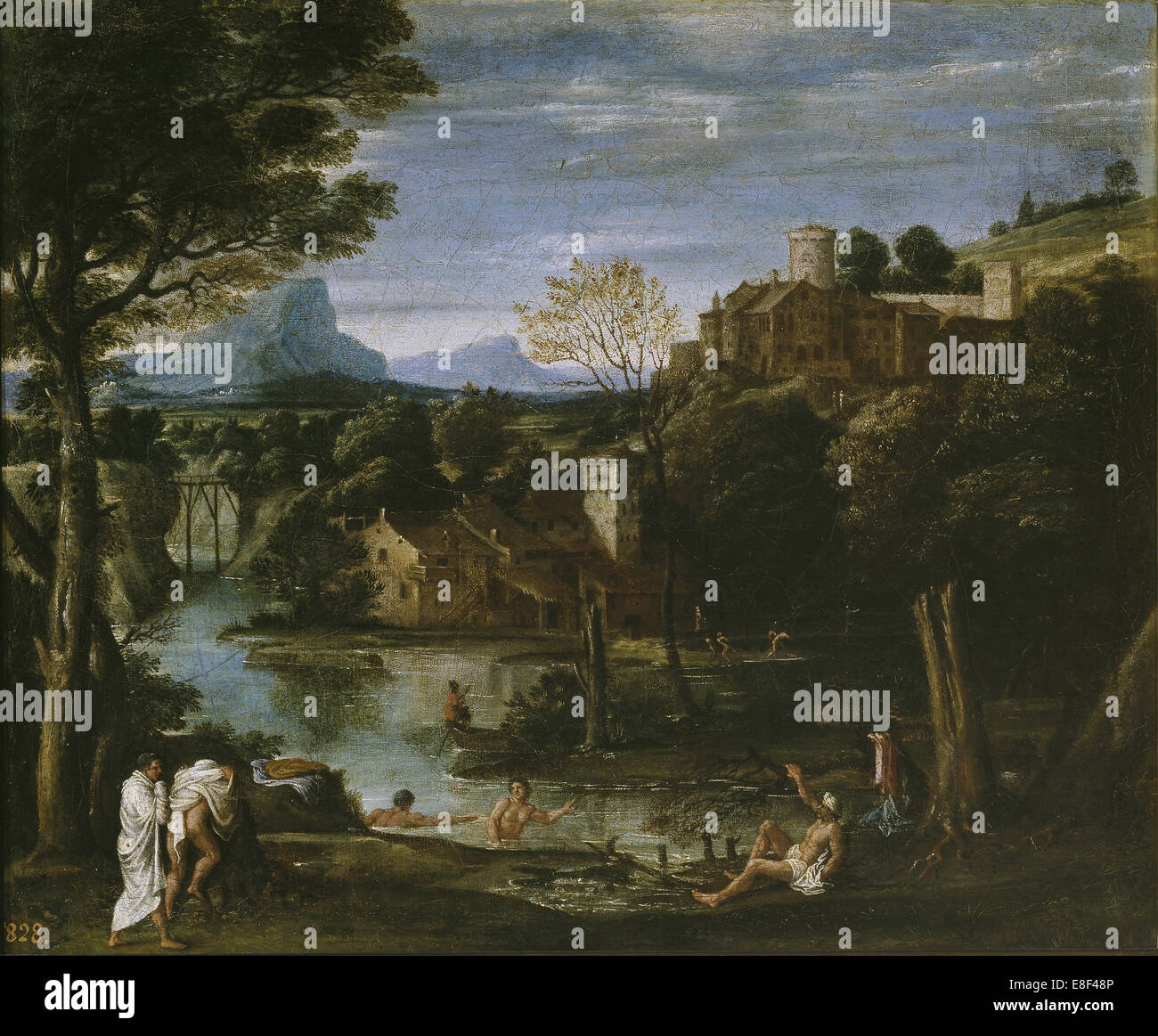 Annibale carracci landscape with bathers art hi-res stock photography ...