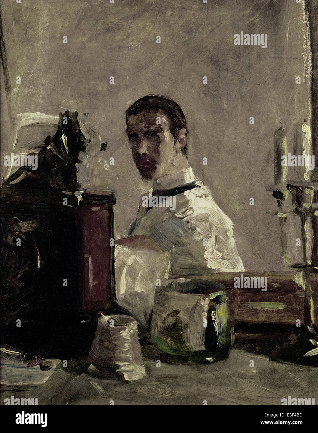 Self-portrait in front of a mirror. Artist: Toulouse-Lautrec, Henri, de ...