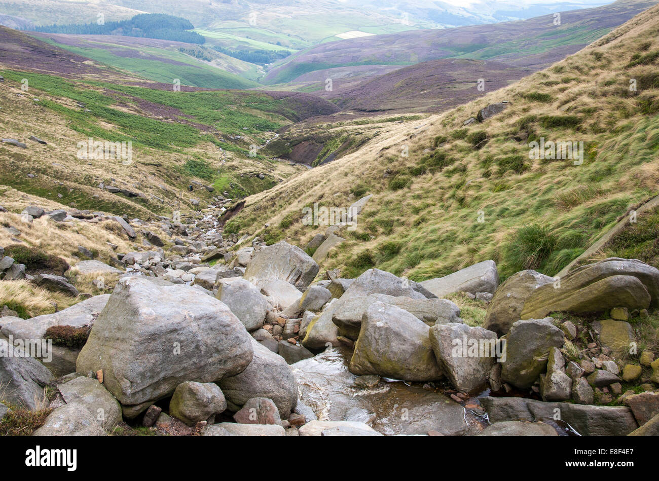 Rocky stream on the route to Fairbrook Naze, Peak District, Derbyshire ...