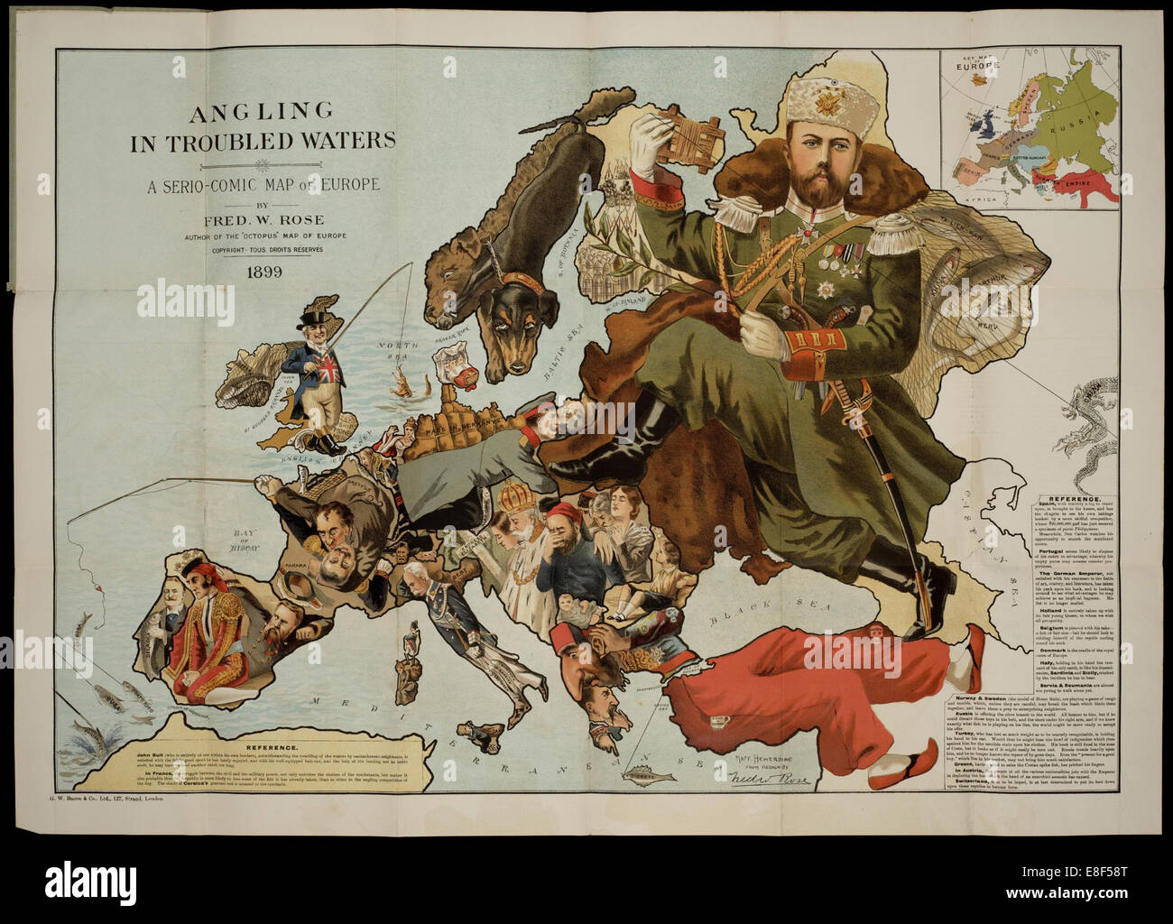 Angling in Troubled Waters. A Serio-Comic Map of Europe. Artist: Fred W ...
