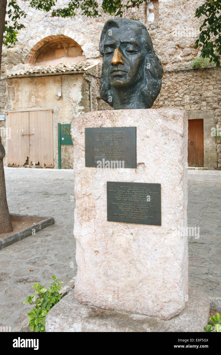 Bust of Frederic Chopin, Valldemossa, Mallorca, Spain, 2008 Stock Photo ...