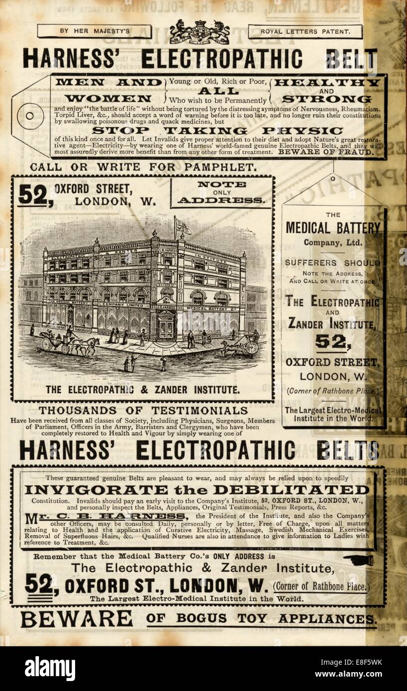Harness Electropathic belt, 1890s. Artist: Unknown Stock Photo - Alamy