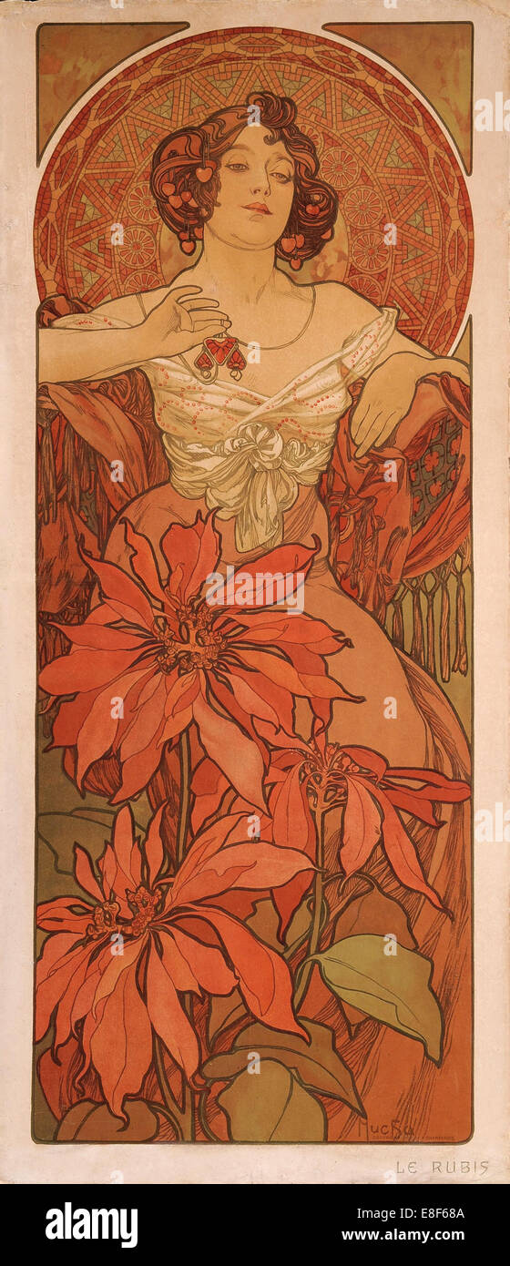 Ruby (From the series The gems). Artist: Mucha, Alfons Marie (1860-1939 ...