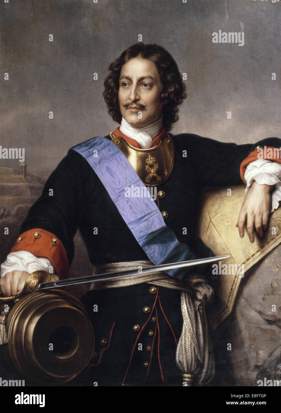 Portrait of Emperor Peter I the Great (1672-1725). Artist: Delaroche ...