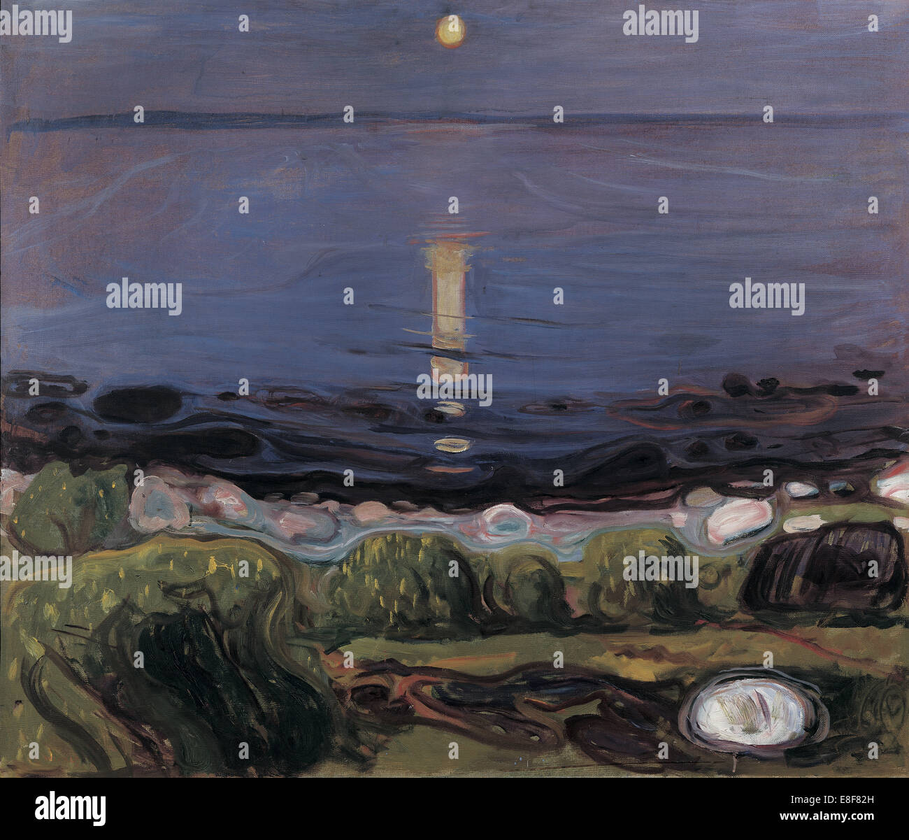Summer Night by the Beach. Artist: Munch, Edvard (1863-1944 Stock Photo ...