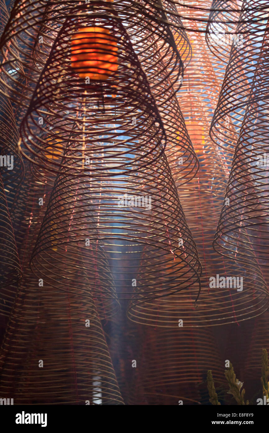 Vietnam, Mekong Delta, Can Tho, Chua Ong Pagoda, Incense coils Stock ...