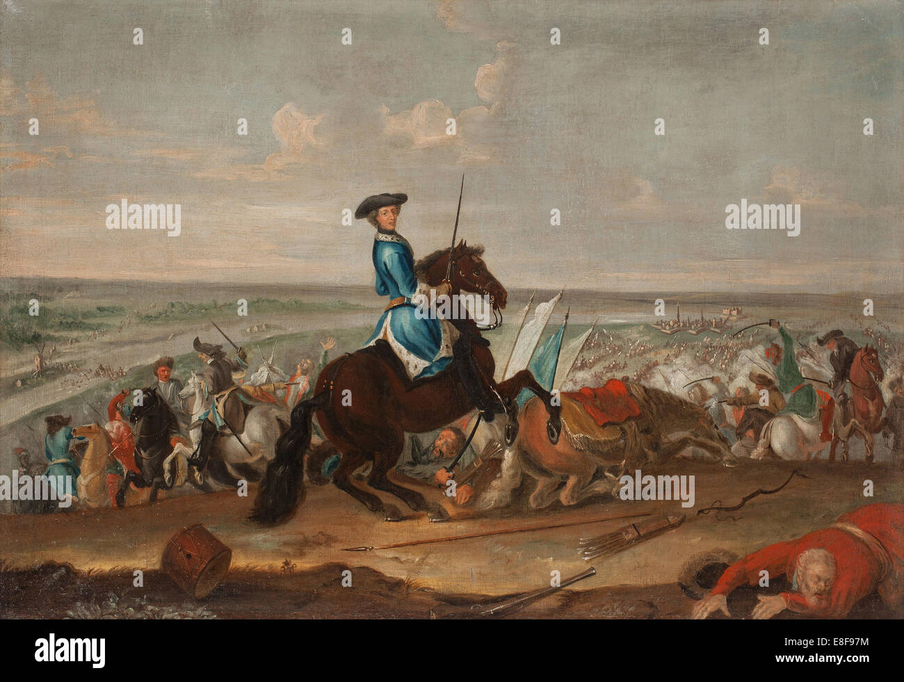 King Charles XII at the Battle of Narva on 19 November 1700. Artist ...