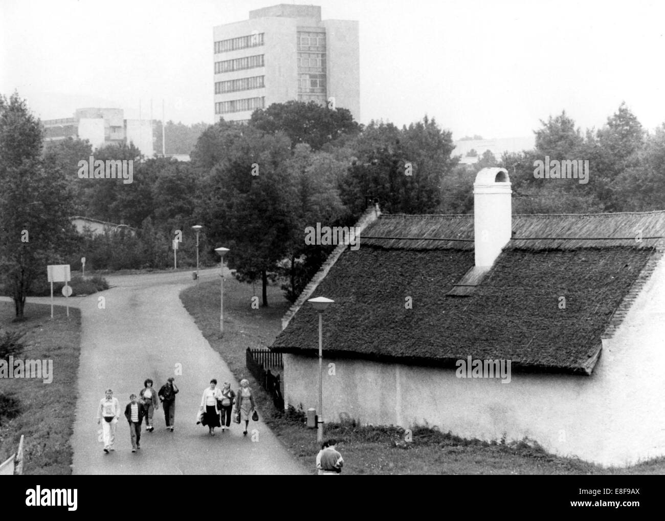 Refugees from the GDR are on their way to the reception camp Zanka on ...