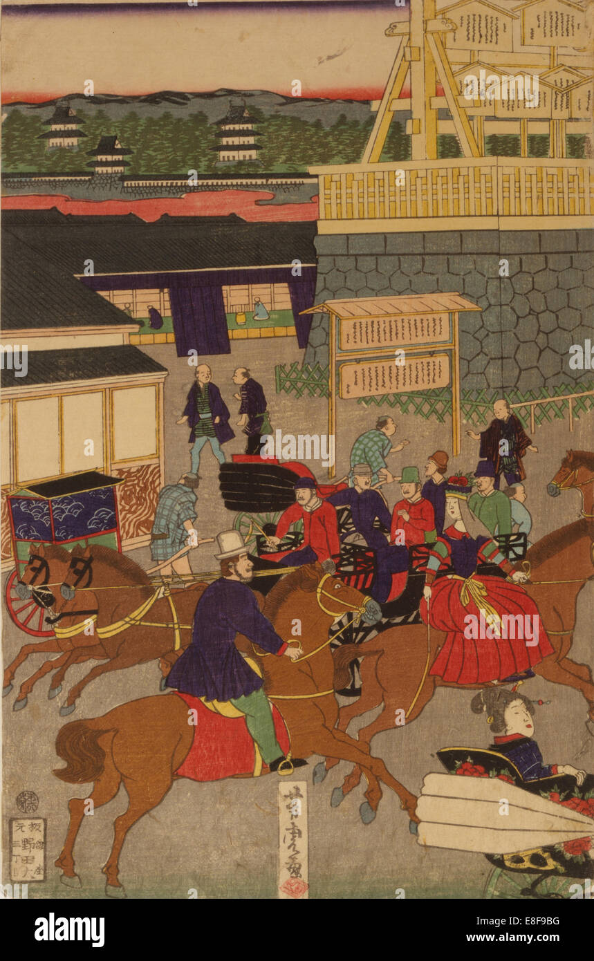 Flourishing Nihonbashi section of Tokyo. (Tokyo Nihonbashi han ei no zu ...