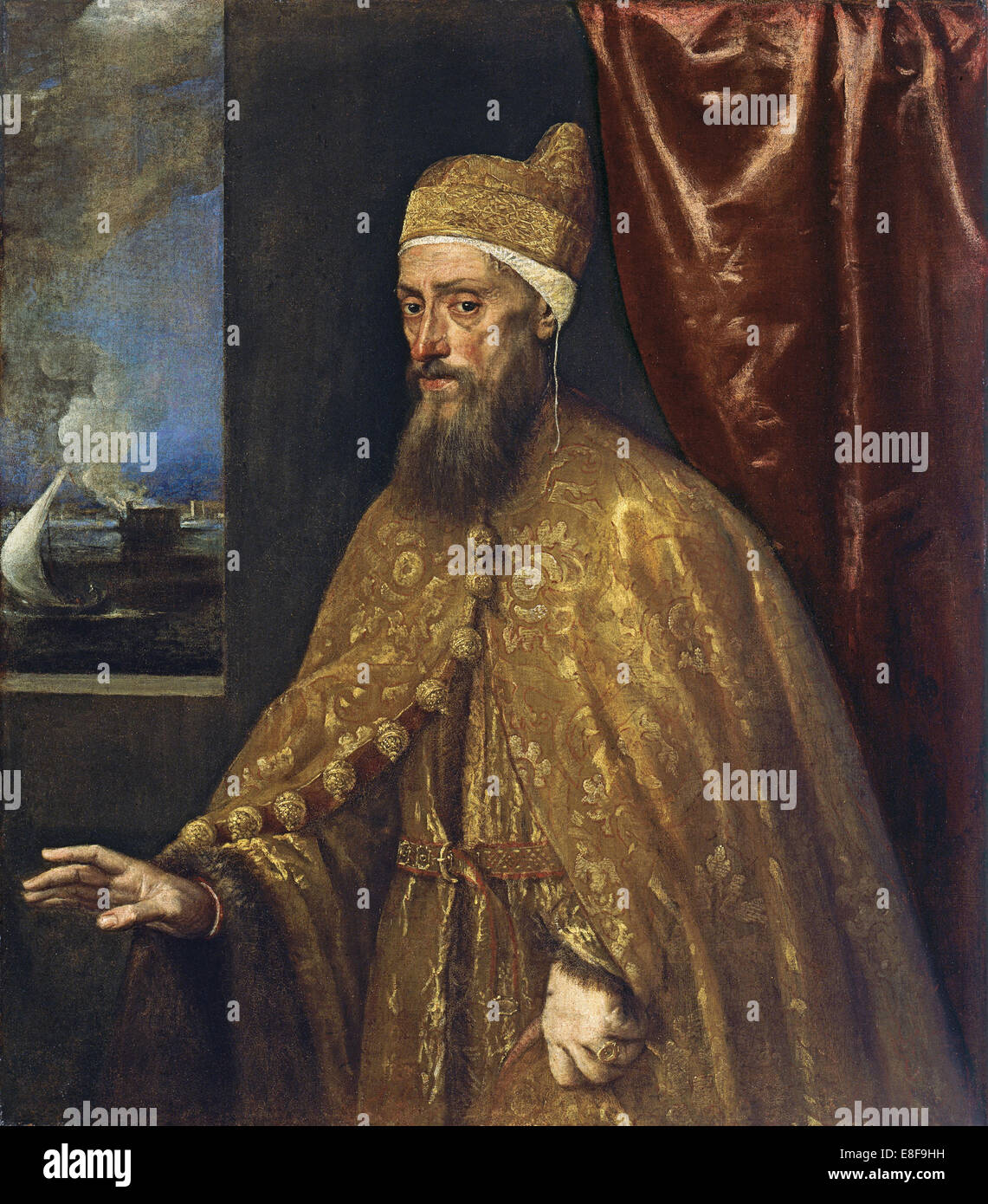 Portrait of Doge Francesco Venier. Artist: Titian (1488-1576 Stock ...