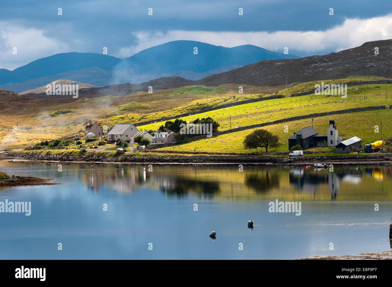 View across Loch Ròg from Calanais on the west coast of the Isle of ...