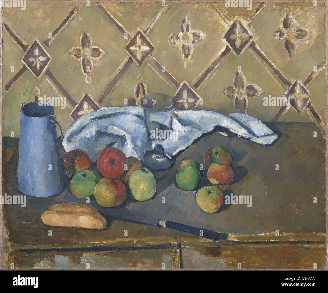 Paul cezanne still life with milk jug and fruit hi-res stock ...