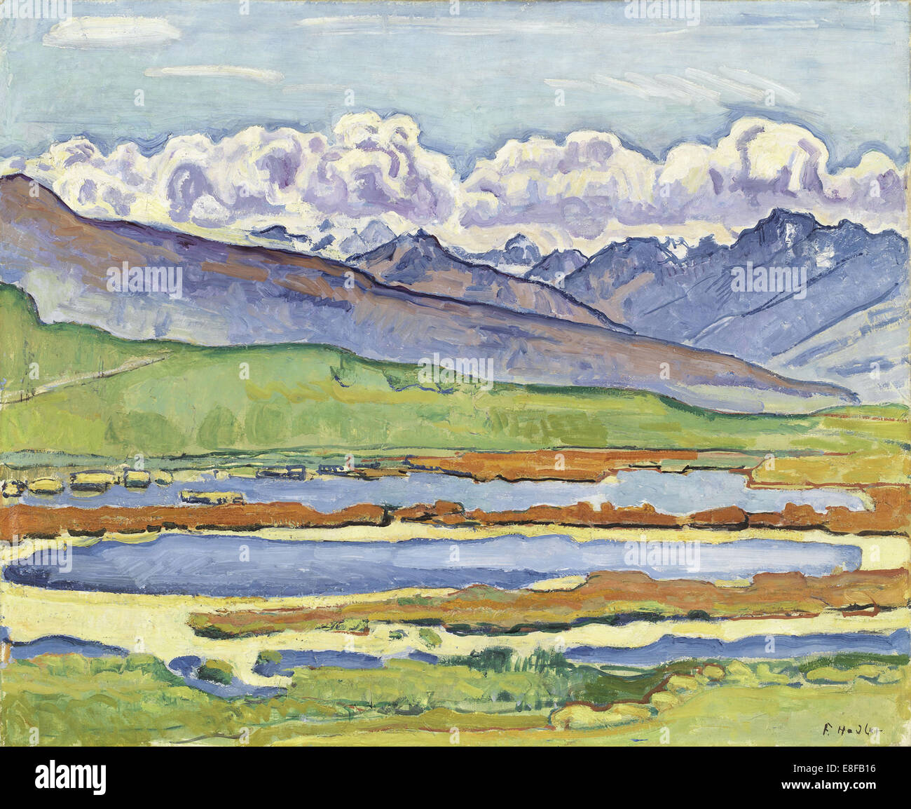 Landscape at Montana. Artist: Hodler, Ferdinand (1853-1918 Stock Photo ...