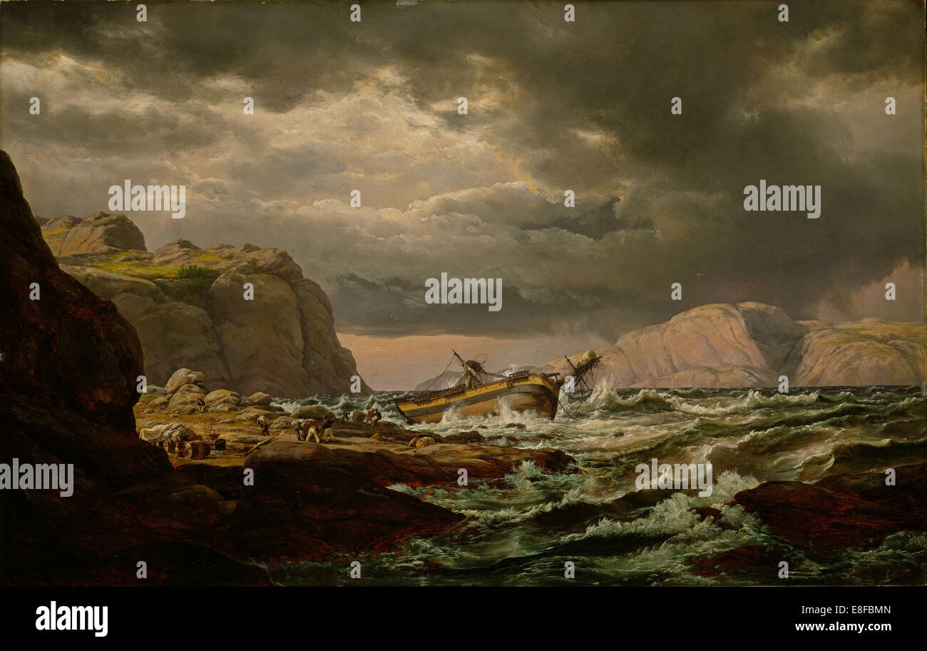 Shipwreck on the Norwegian Coast. Artist: Dahl, Johan Christian Clausen ...