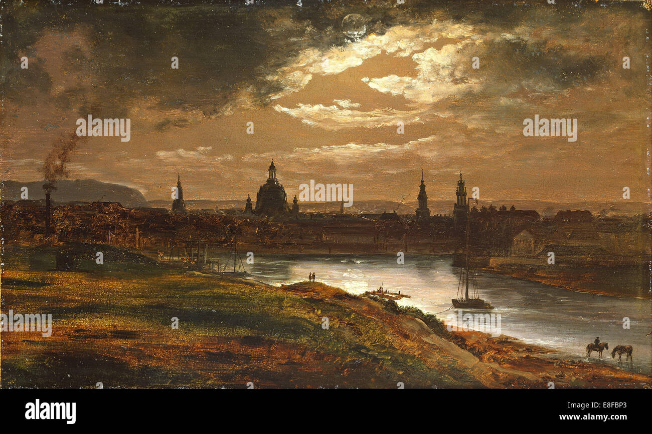 Dresden by Moonlight. Artist: Dahl, Johan Christian Clausen (1788-1857 ...