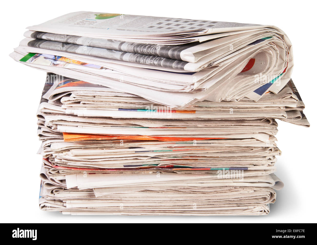Stack Of Newspapers And The Roll Isolated On White Background Stock ...