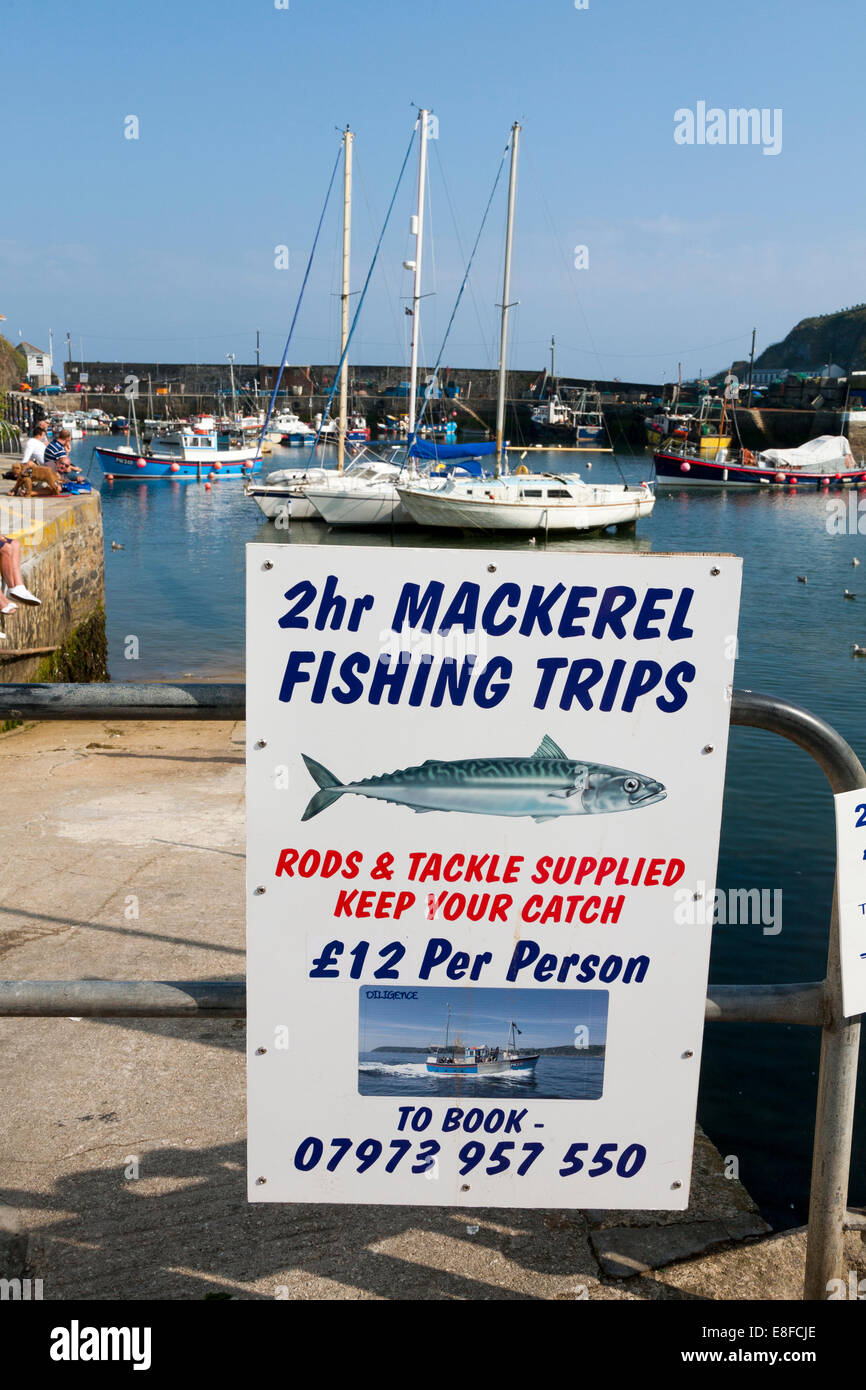 Sign advertising / offering / promoting fishing trips to tourists who ...