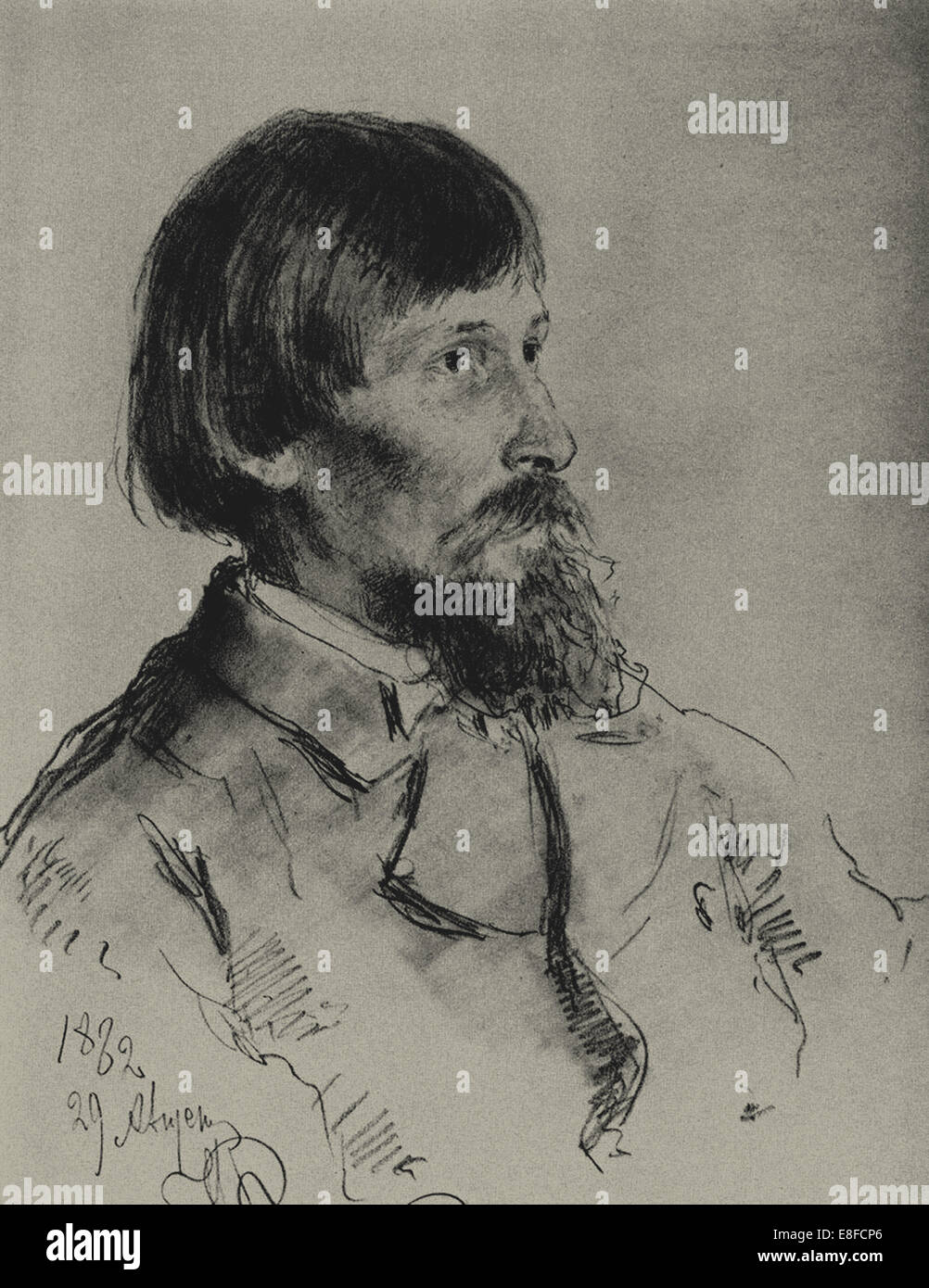 Portrait of the artist Viktor Vasnetsov (1848-1926). Artist: Repin ...