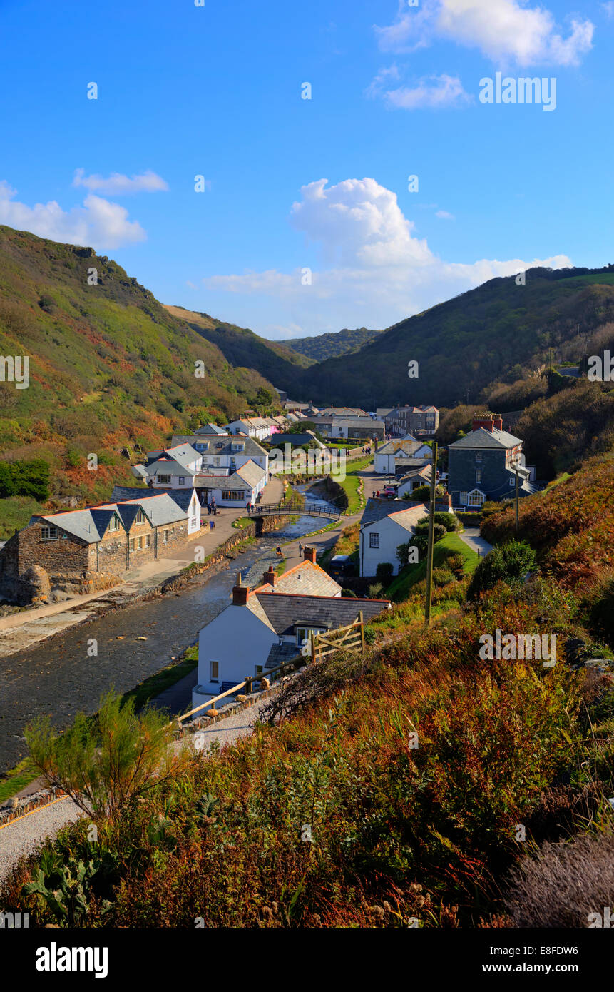 Boscastle town North Cornwall between Bude and Tintagel England UK on a ...
