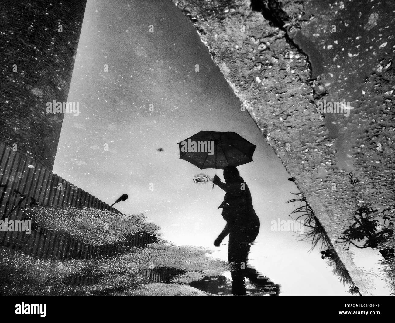 Umbrella man woman in Black and White Stock Photos & Images - Alamy