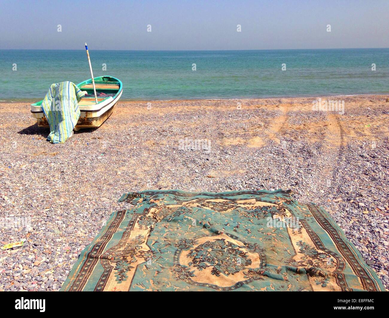 Fishing boat on beach, Muscat, Oman Stock Photo - Alamy