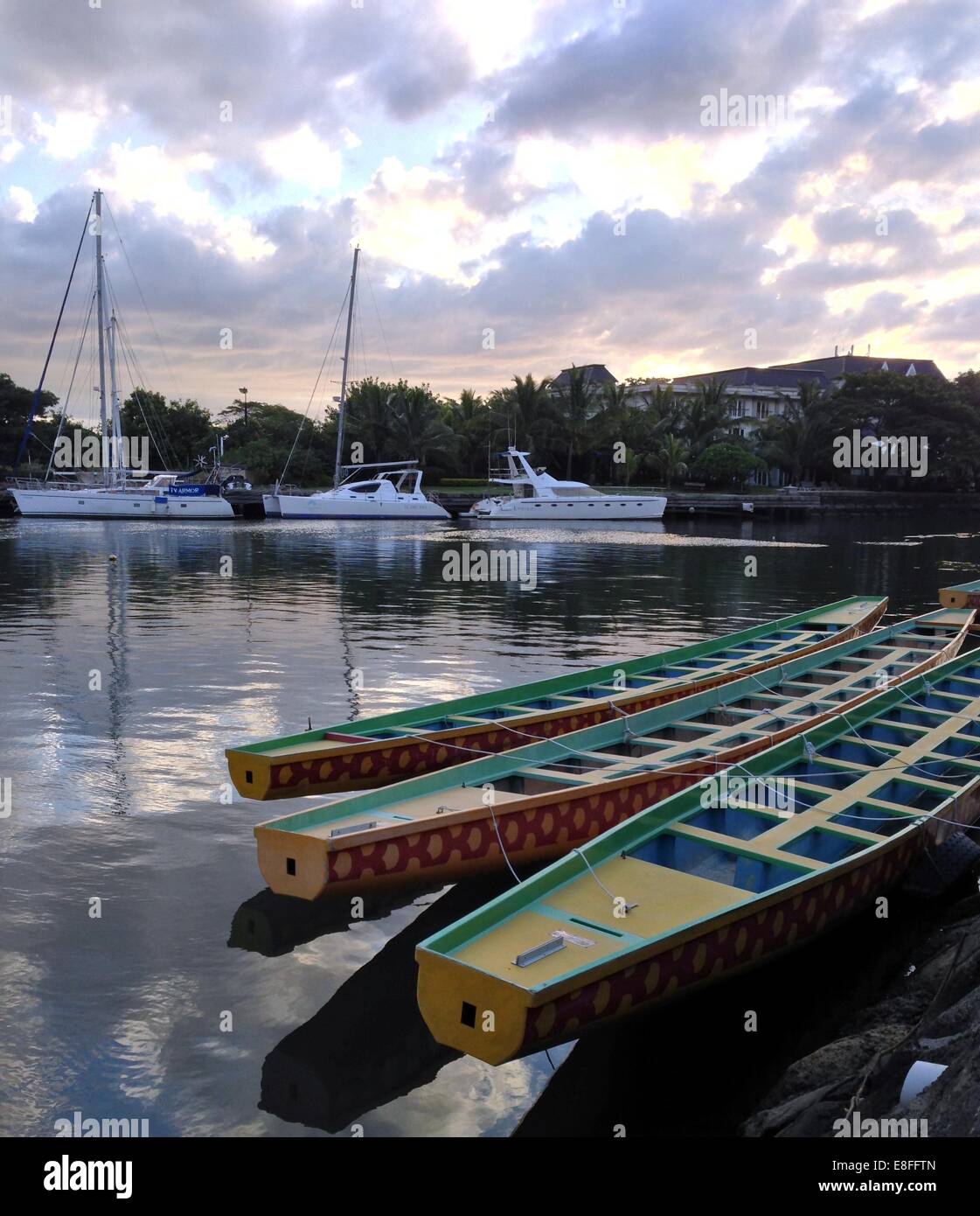 Mauritius, View of boats in harbor Stock Photo - Alamy