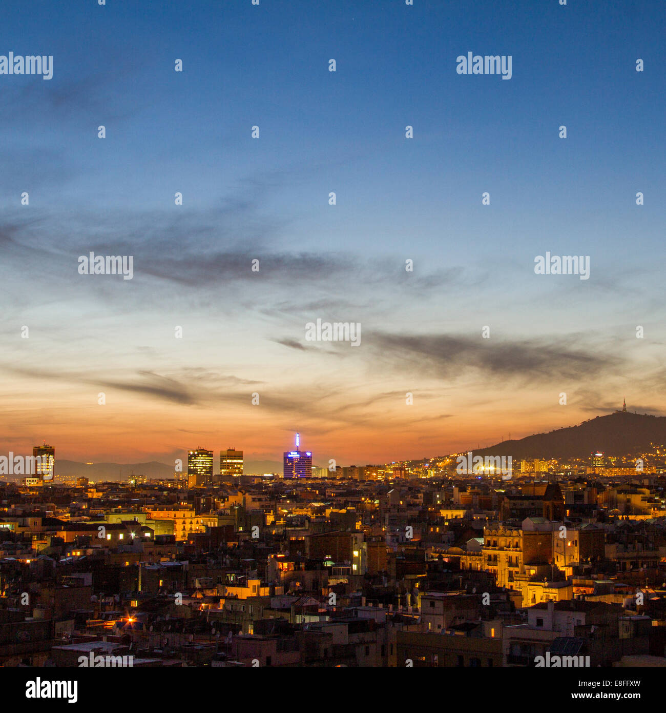 Spain, Catalunya, Barcelona, Cityscape at night Stock Photo - Alamy