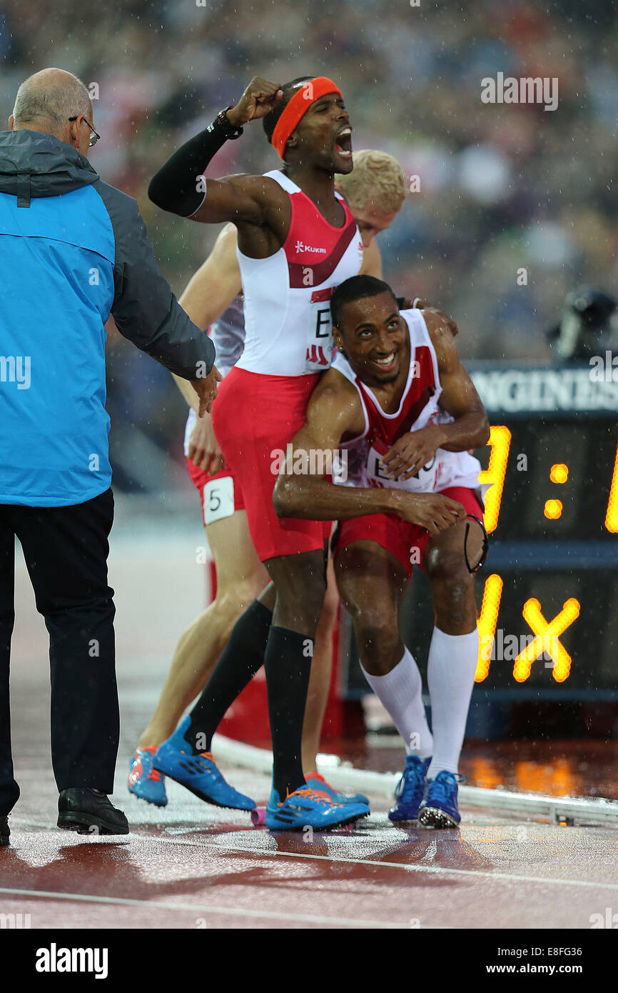 Matthew Hudson-Smith (ENG) is congratulated by Conrad Williams (ENG ...