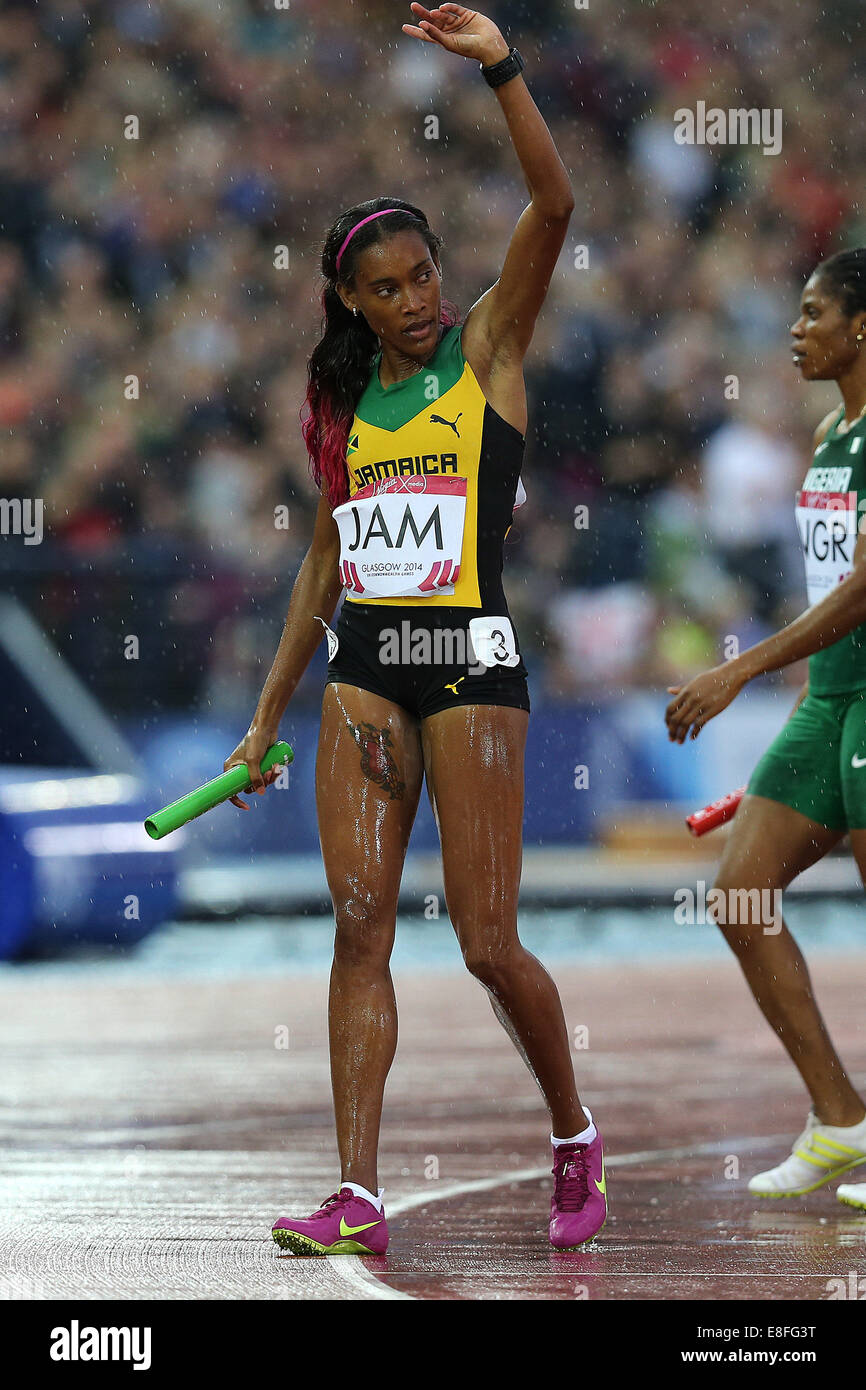 Stephanie McPherson (JAM) celebrates. Jamaica Gold Medal. Nigeria ...