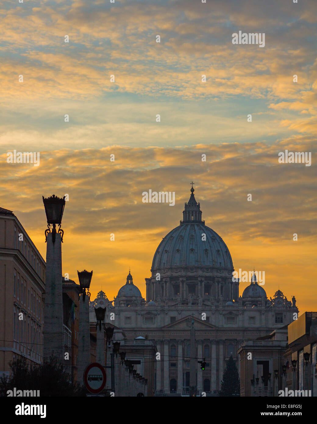 Saint Peter's Basilica at sunset, Vatican City, Rome, Italy Stock Photo ...