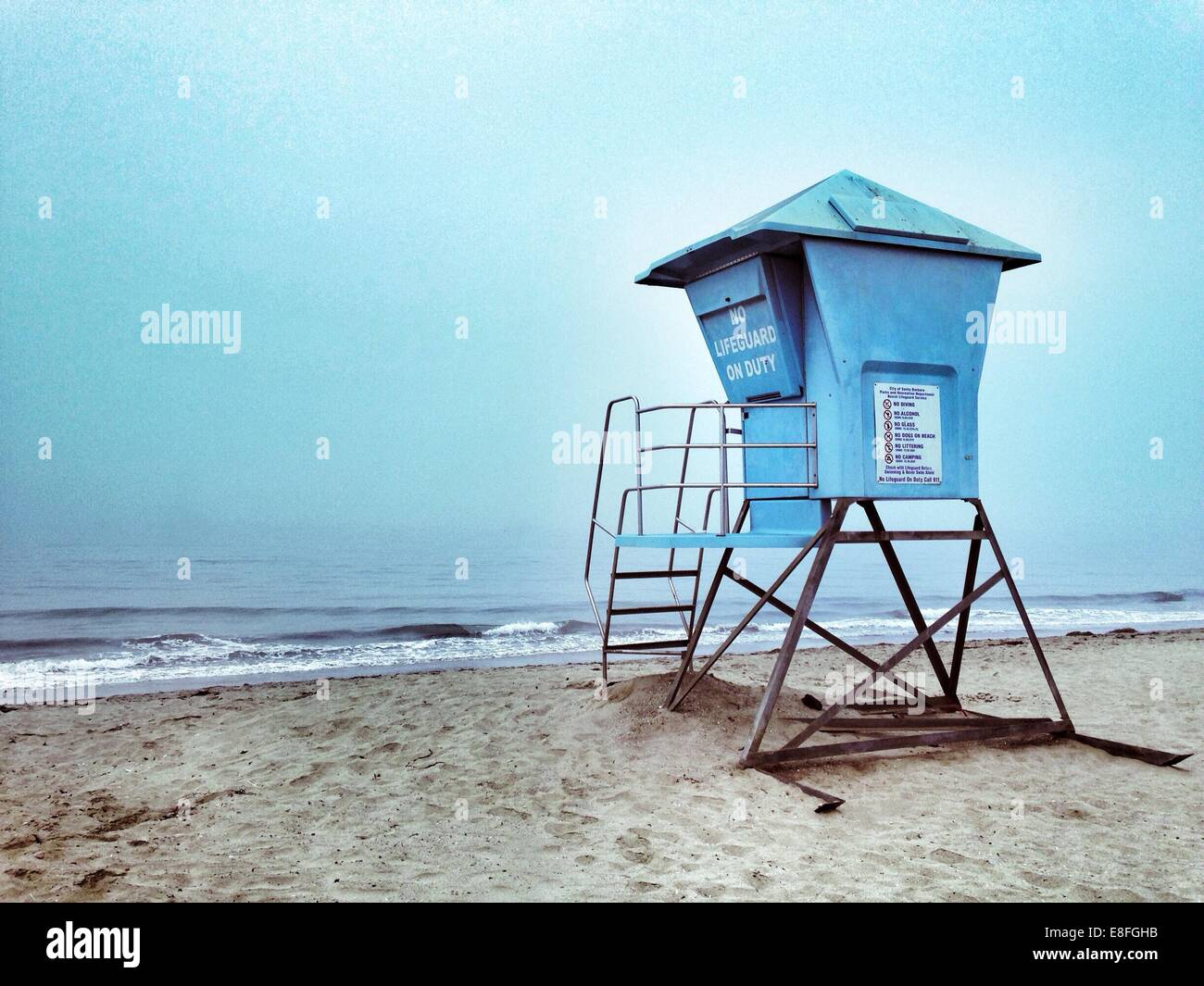 Lifeguard tower on beach, Santa Barbara, California, USA Stock Photo ...