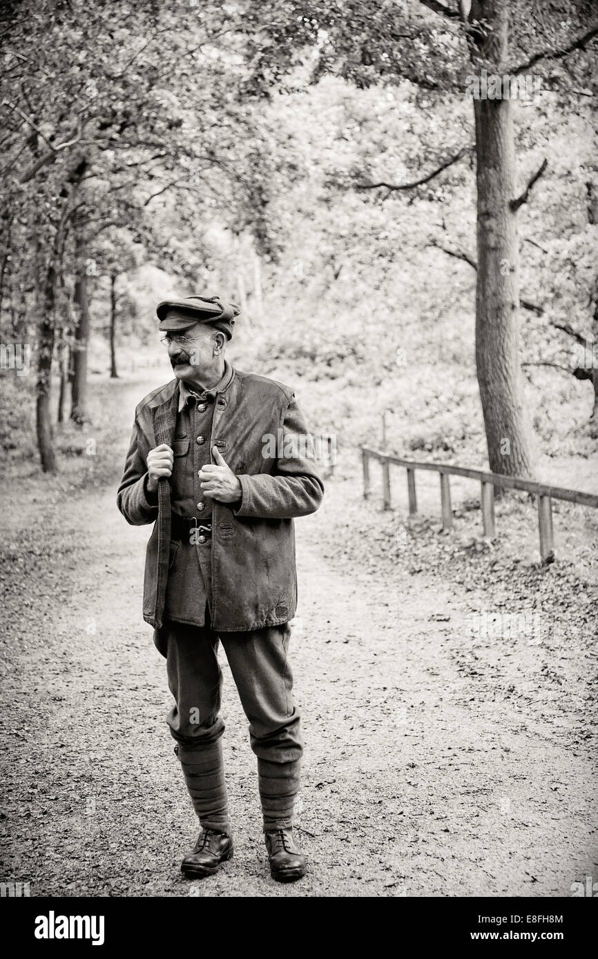 Living historian of The Manchester Regiment portrays a uniformed ...