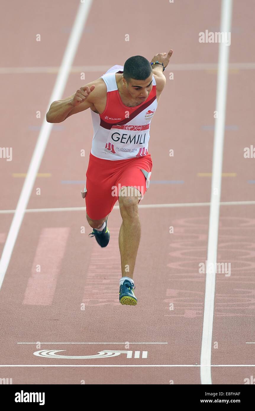 Adam Gemili (ENG) in the mens 100m semi-final. Athletics - Hampden Park ...