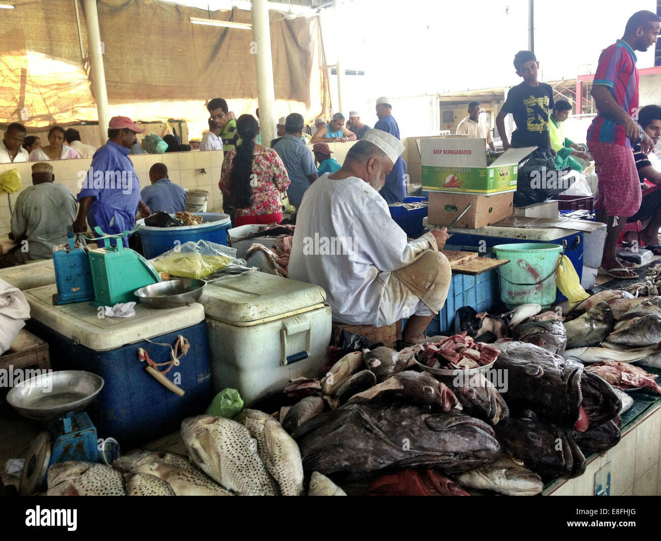 Oman, Muscat, Overlooking fish market Stock Photo - Alamy