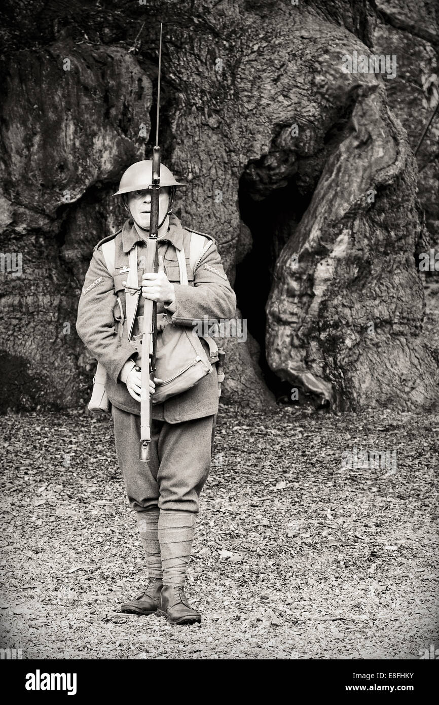 Living historian of the Manchester Regiment 'presents arms' - Short ...