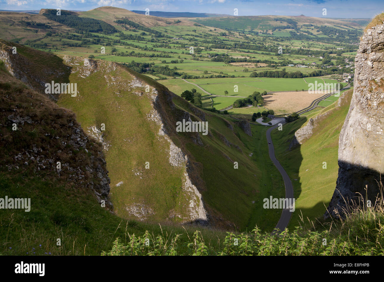 View from above Winnats Pass, Hope Valley and Castleton beyond, High ...