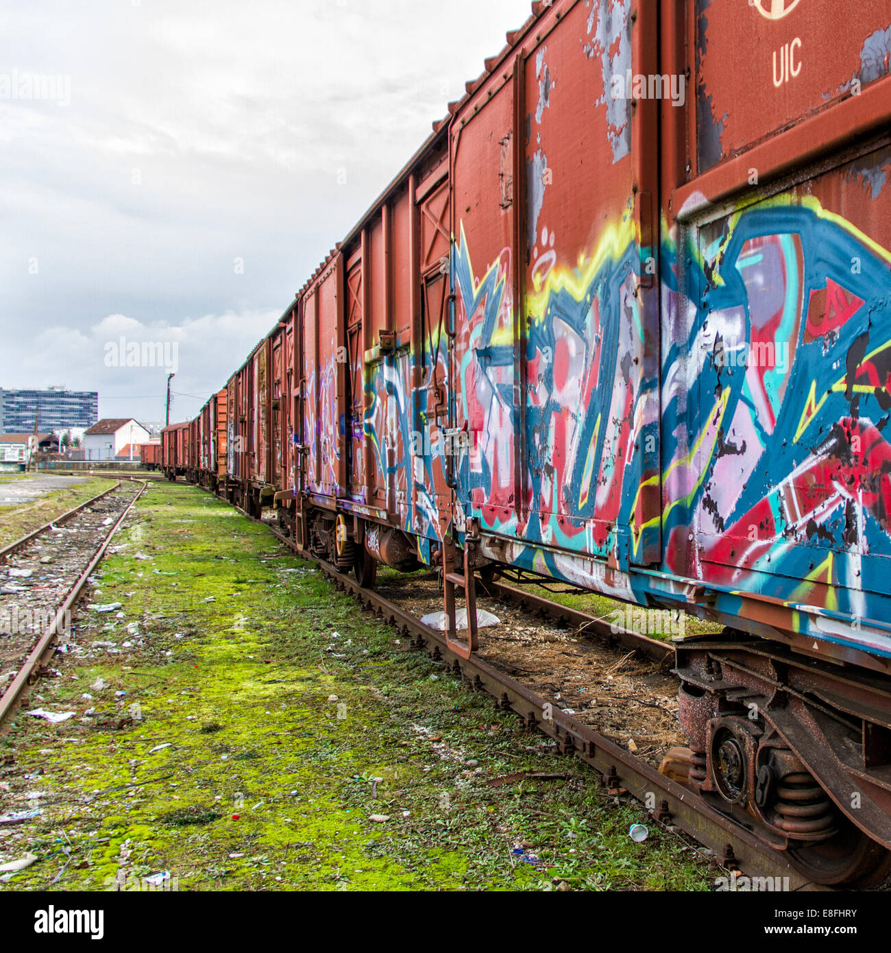 Graffiti Covered Train Stock Photo - Alamy