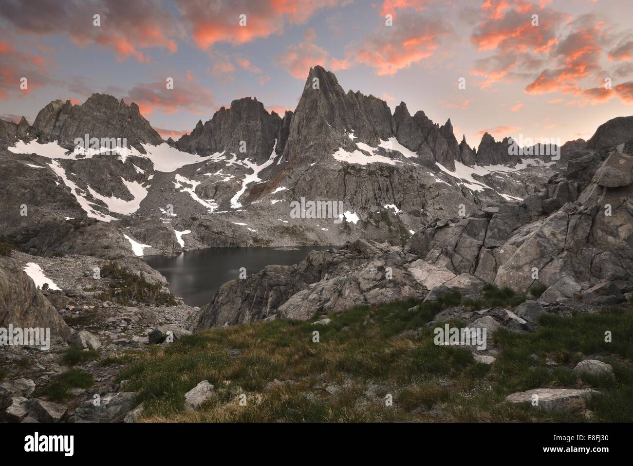 USA, California, Inyo National Forest, Sunset over Minarets Stock Photo ...