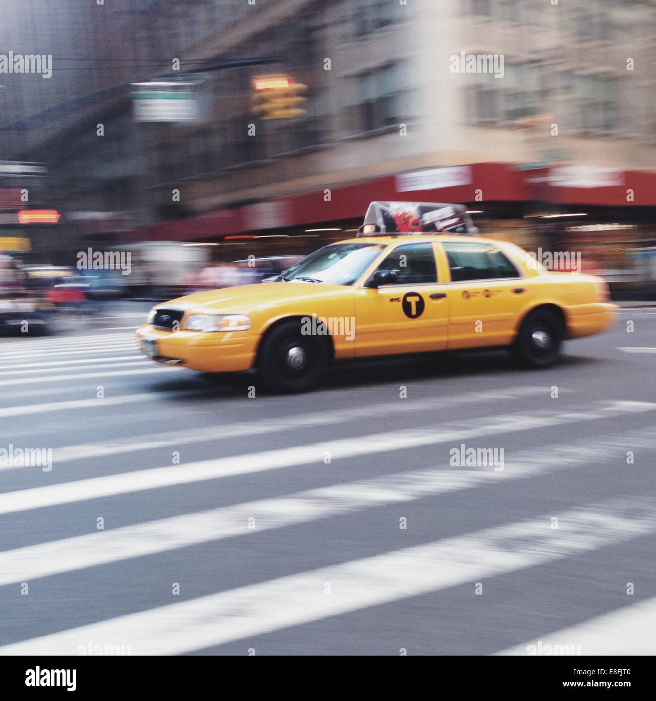 USA, New York State, New York City, Yellow cab on street Stock Photo ...