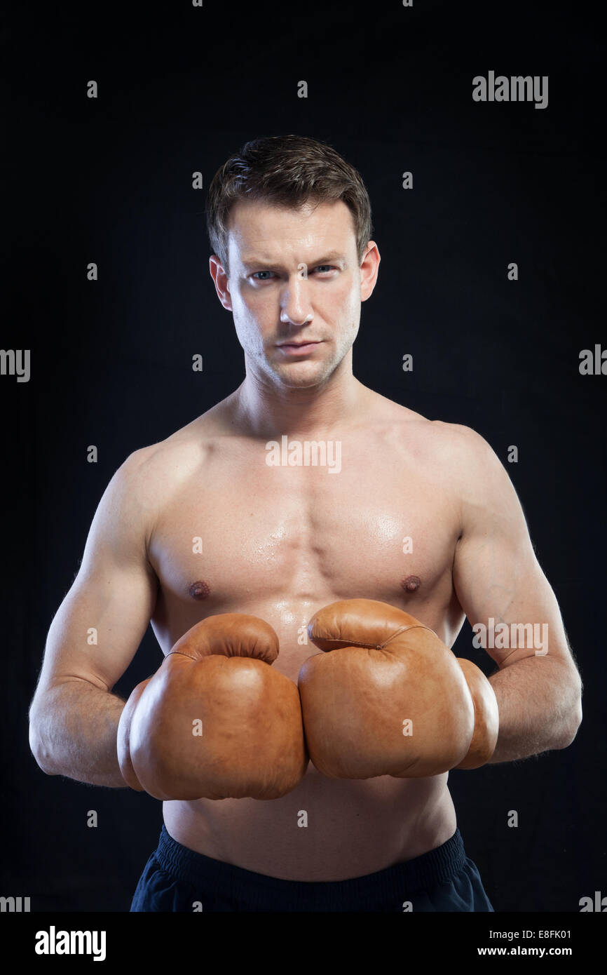 Boxer with black background Stock Photo - Alamy