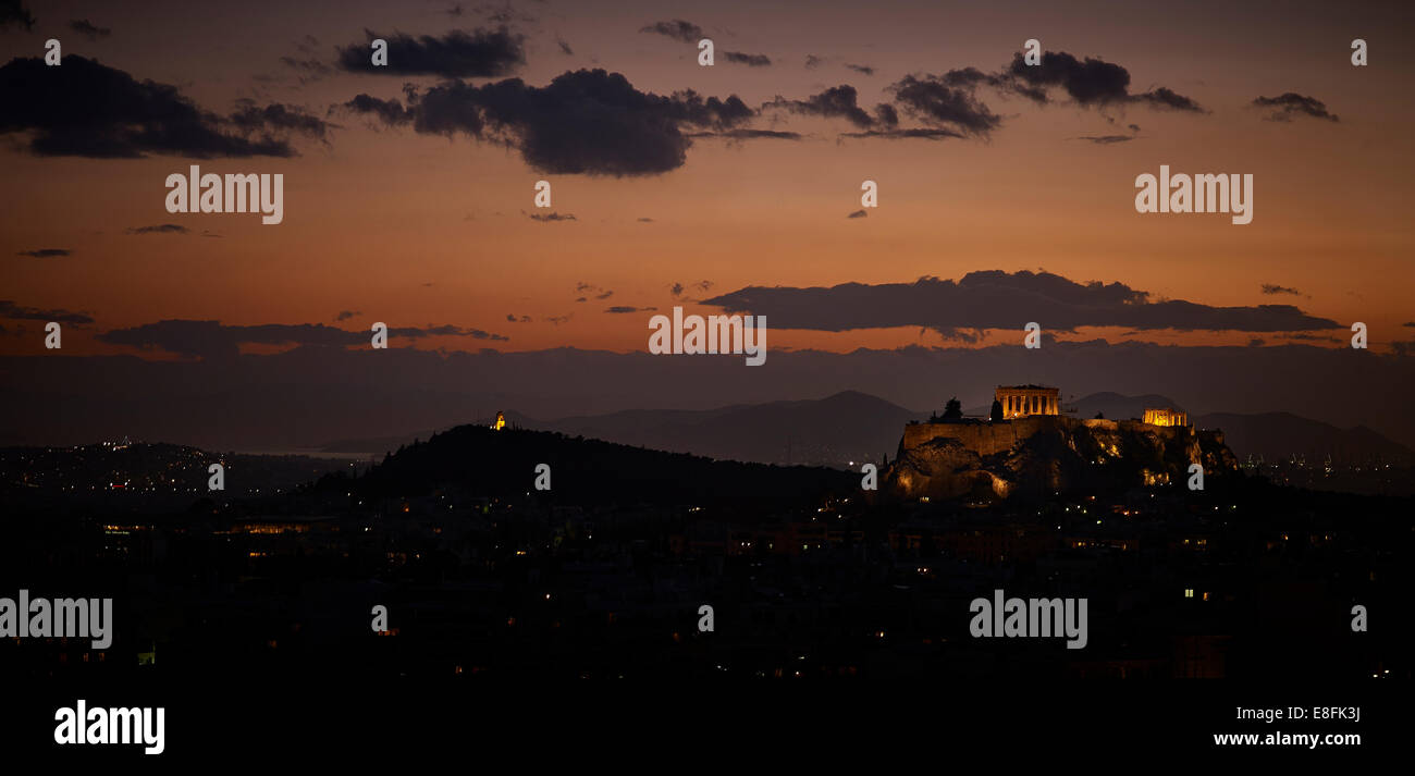 Greece Acropolis Sunset Silhouette High Resolution Stock Photography ...