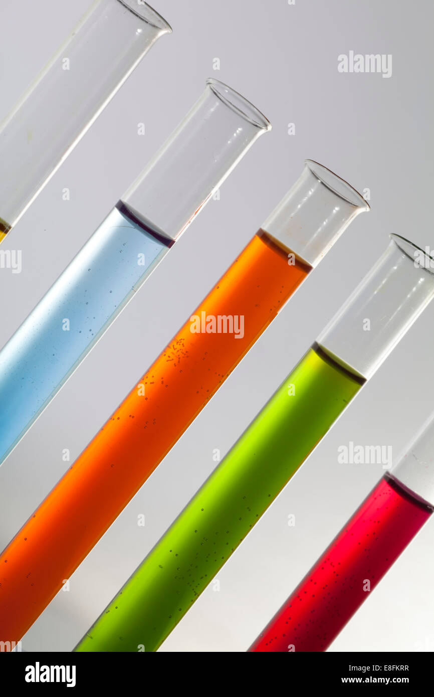 Coloured Liquids In Test Tubes Stock Photo - Alamy