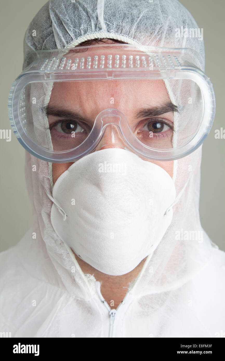Close-Up portrait Of a doctor wearing a protective face mask, safety ...
