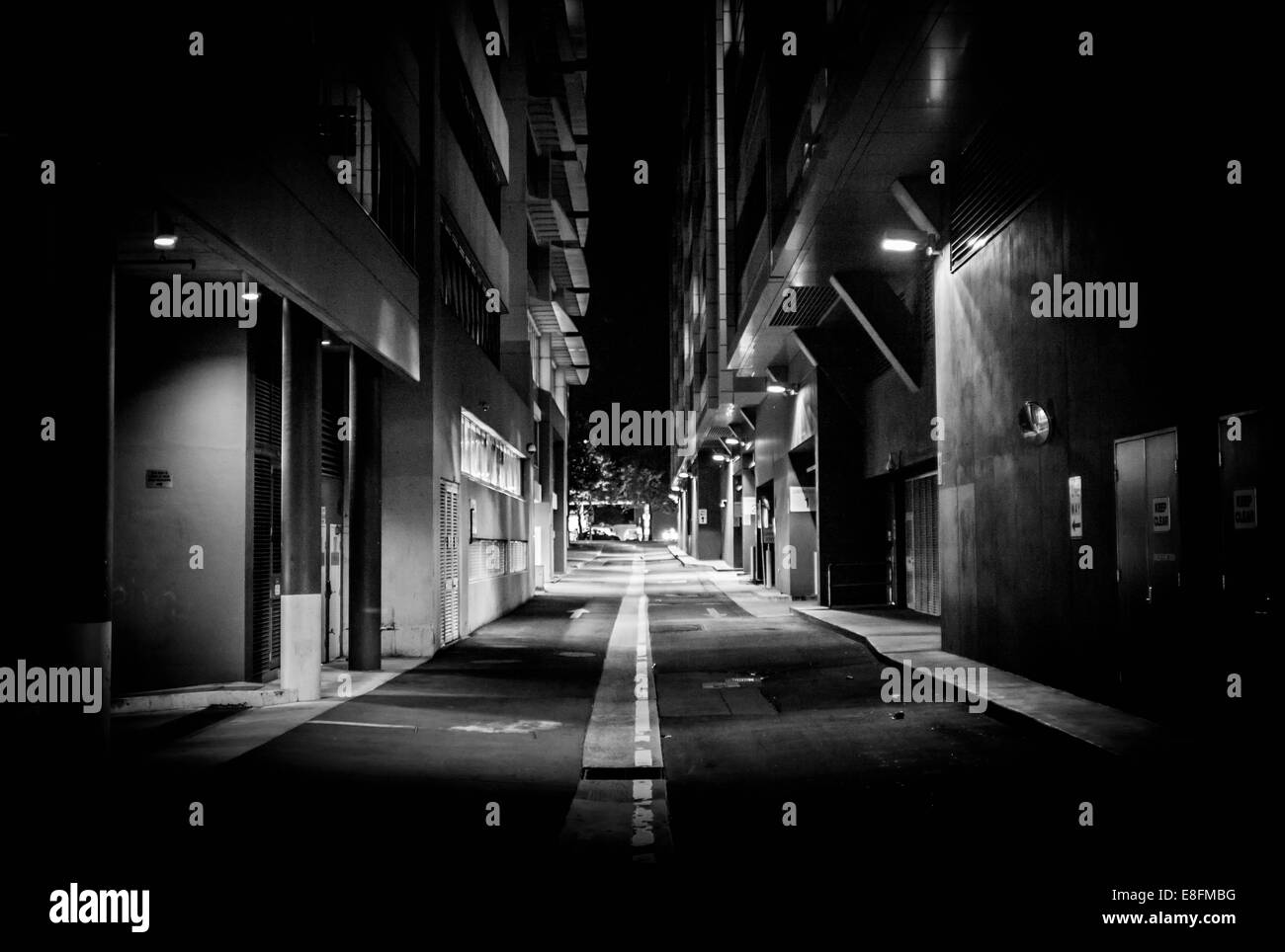 Street lights illuminating an alley, Acton, Canberra, Australia Stock ...