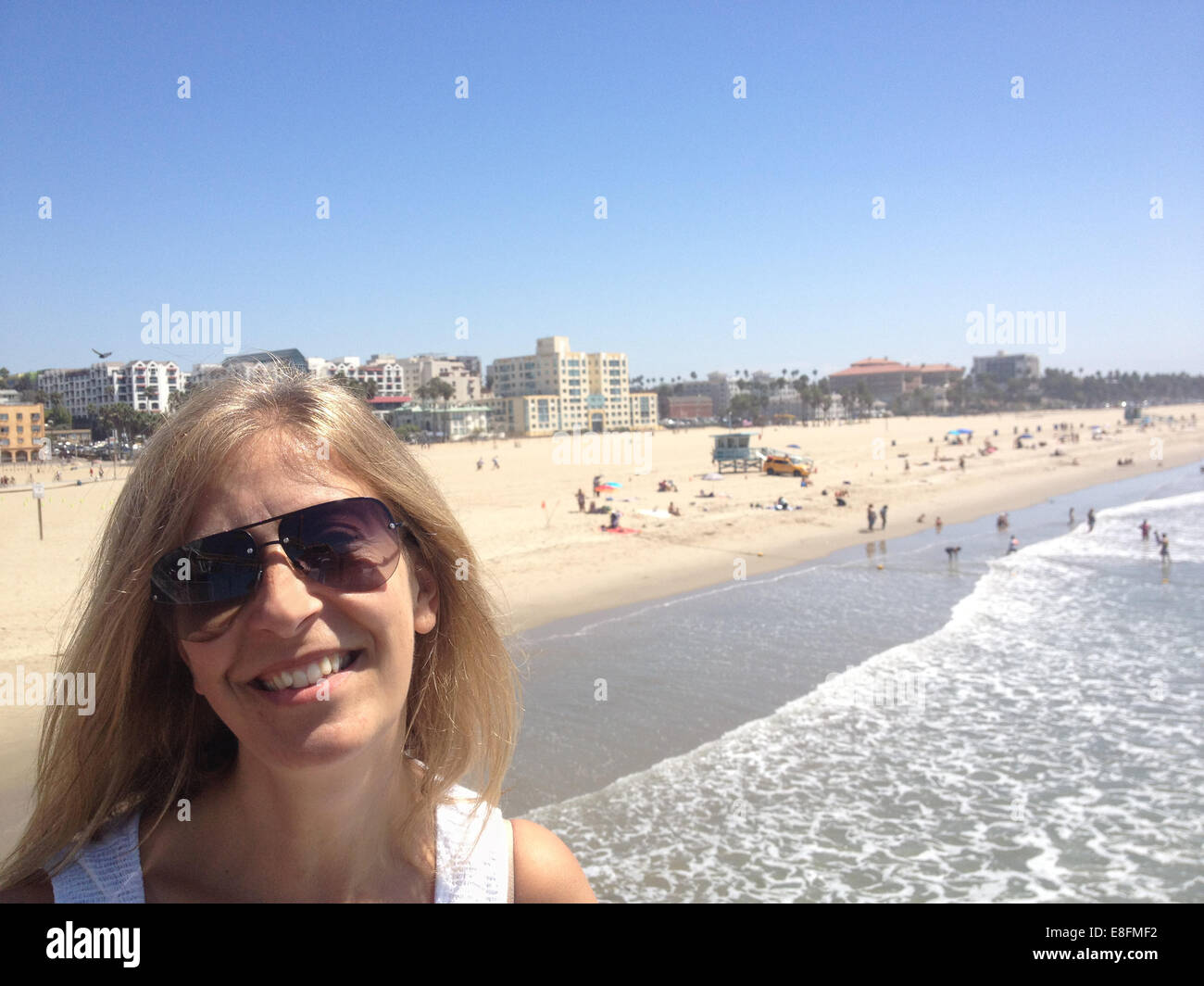 Portrait of smiling Woman, Santa Monica, california, USA Stock Photo ...