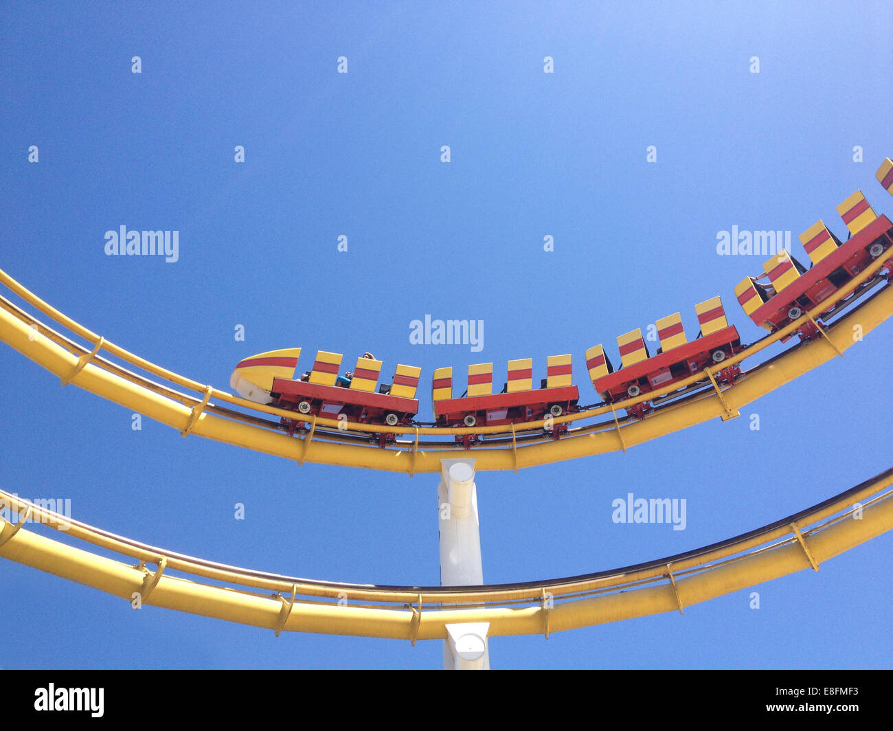 USA, California, Los Angeles County, Santa Monica, Roller coaster ride ...